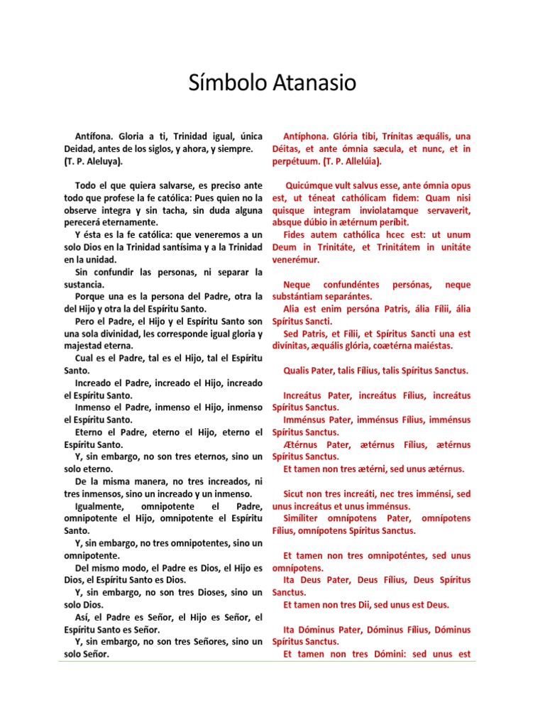 Símbolo Atanasio | PDF | Trinidad | espíritu Santo