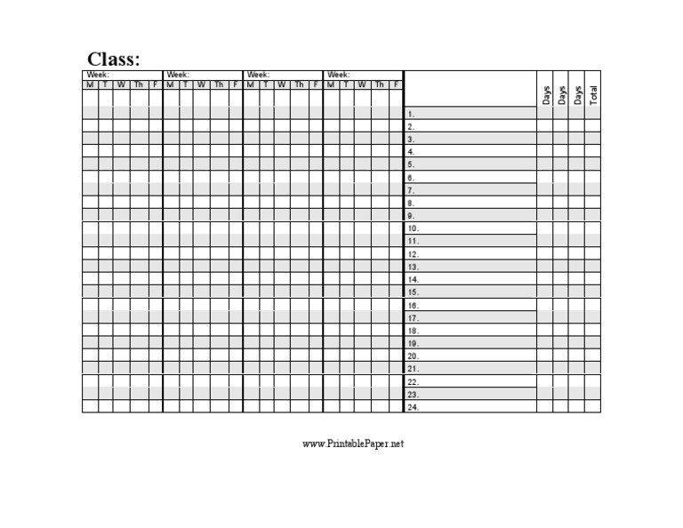 Class Attendance Paper Horizontal | PDF
