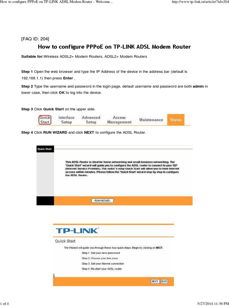 How To Configure PPPoE On TP-LINK ADSL Modem Router - Welcome To TP ...