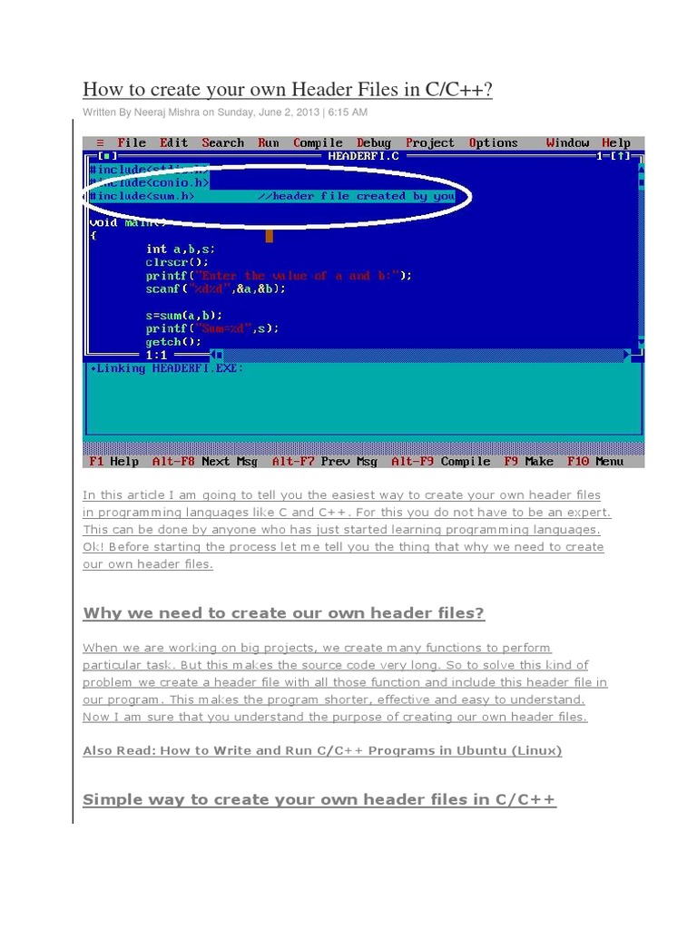 How To Create Your Own Header Files in C | PDF