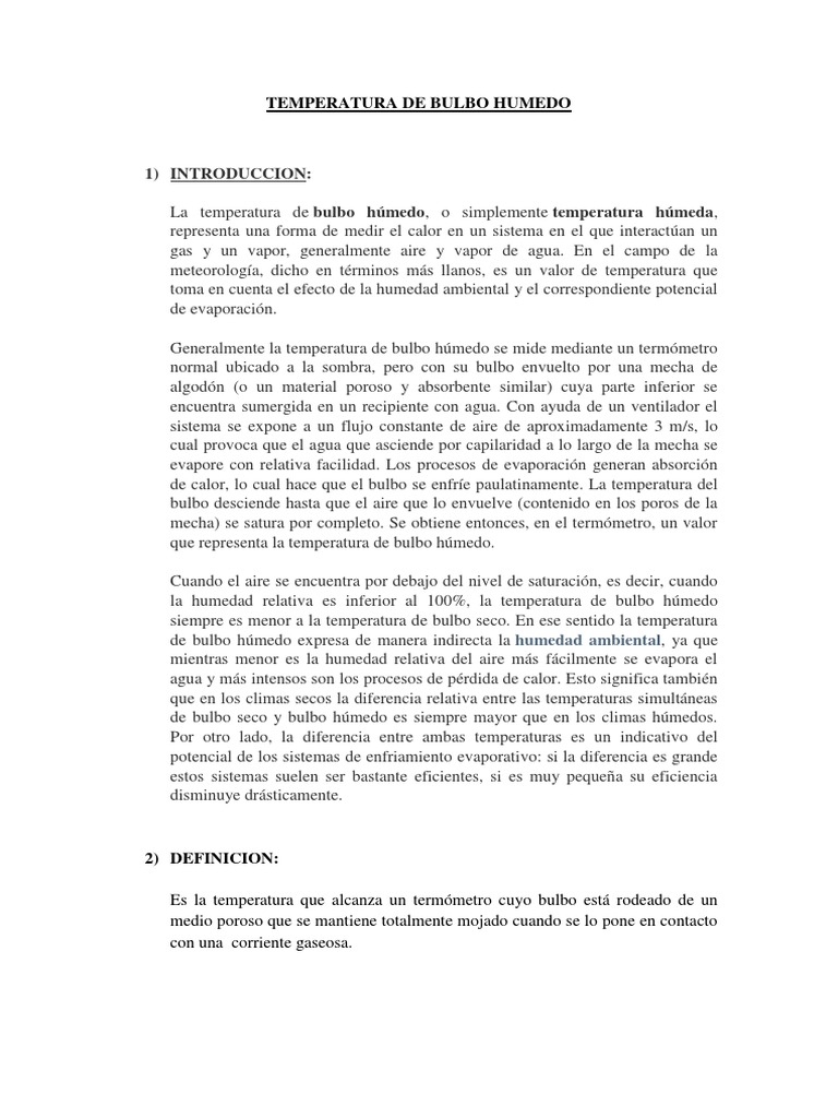 Temperatura de Bulbo Humedo | PDF | Termodinámica Atmosférica ...