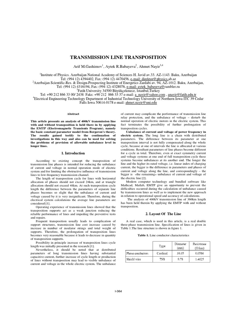 Transmission Line Phase Transposition Analysis | PDF | Transmission ...