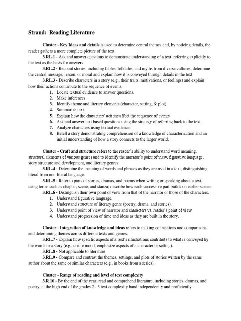 Common Core - ELA Standards - Nutshell | PDF | Reading Comprehension ...