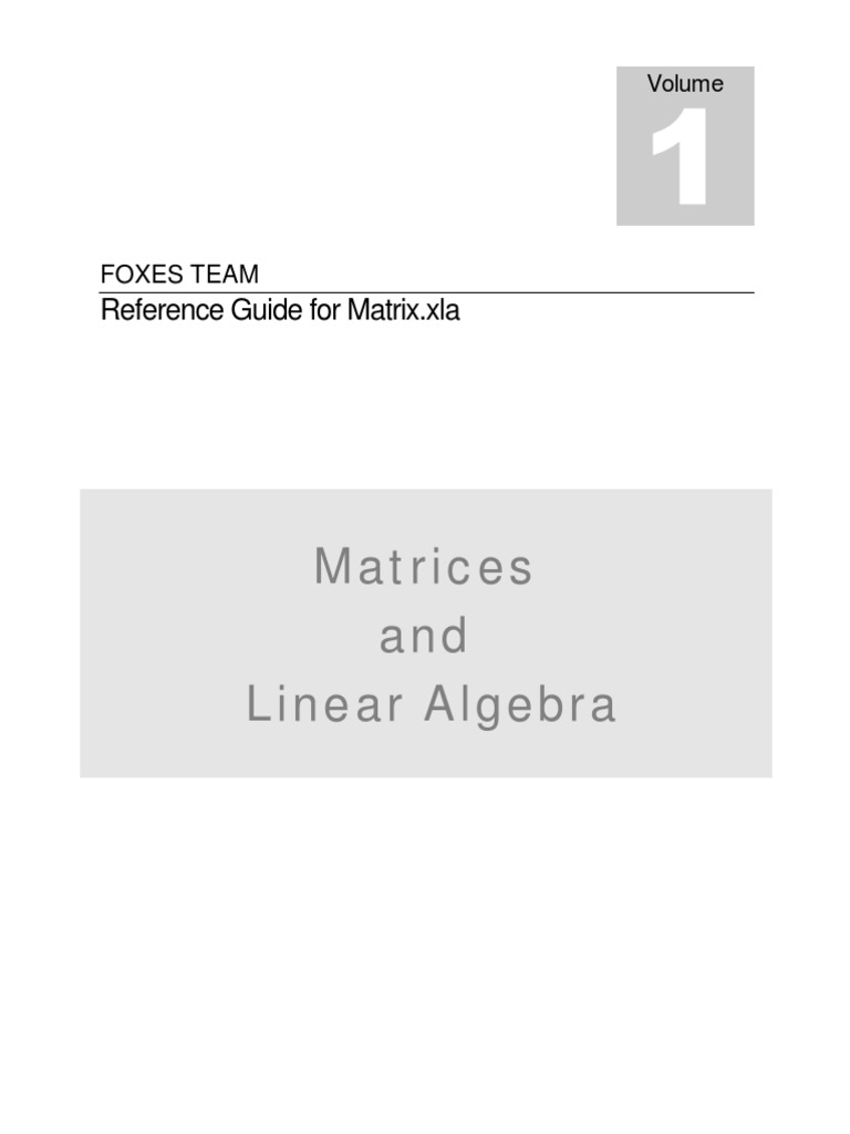 Matrix Xla Excel Addin Pdf Matrix Mathematics Determinant 