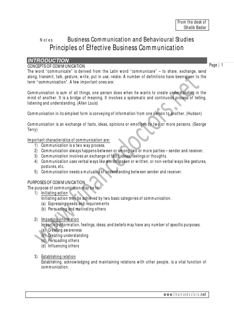 Principles of Effective Business Communication | PDF | Business
