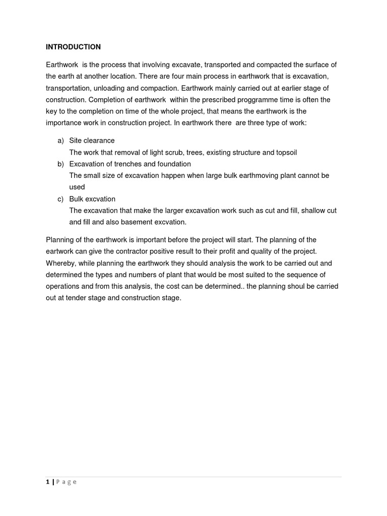 Earthwork Processes in Construction Projects | PDF | Excavation ...