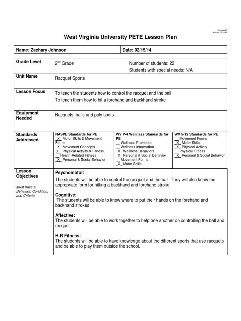 Zachary Johnson Lesson Plan 1 | PDF | Educational Assessment ...