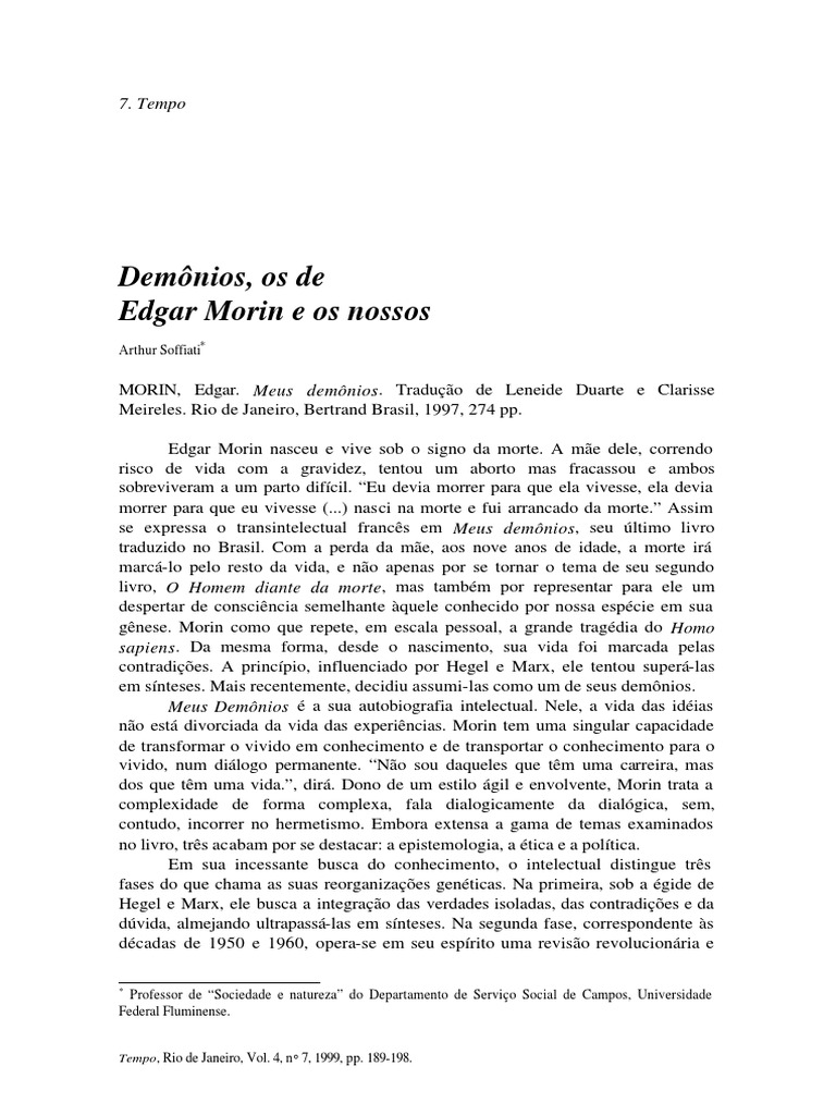 Demônios de Edgar Morin: Ética e Complexidade | PDF | Karl Marx | Comunismo