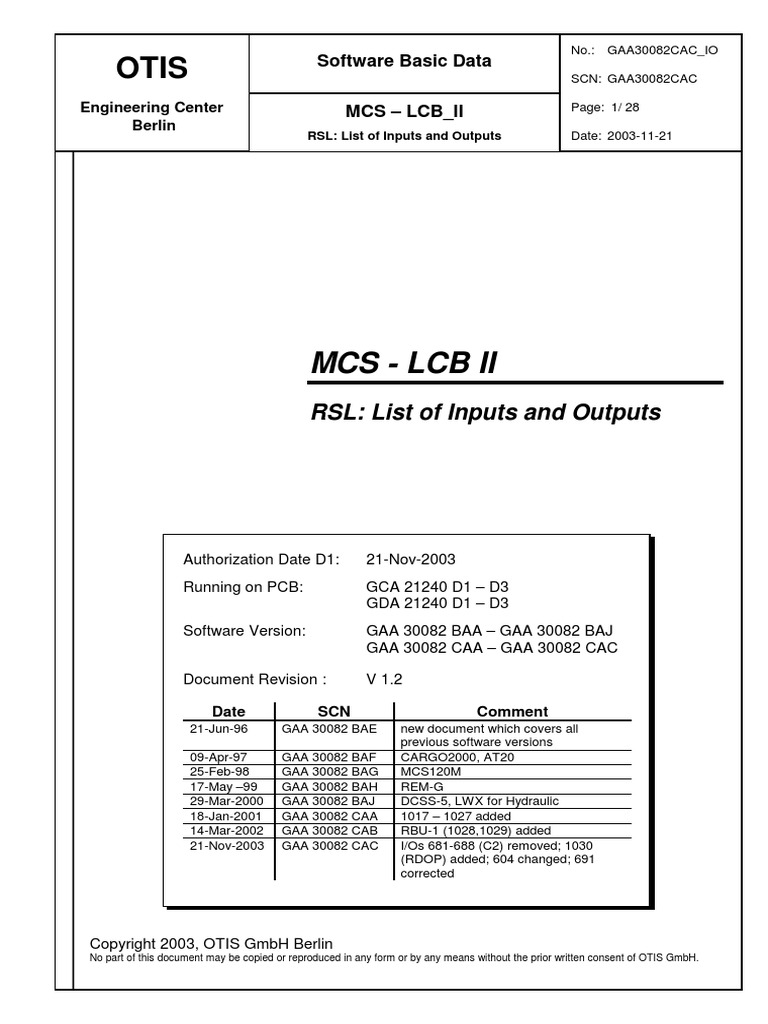 Mcs - LCB Ii: RSL: List of Inputs and Outputs | PDF | Input/Output | Relay
