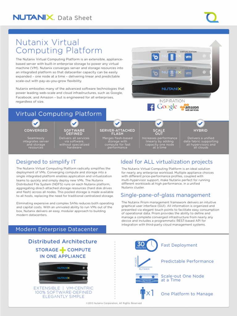 Nutanix Virtual Computing Platform: Data Sheet | PDF | Desktop ...