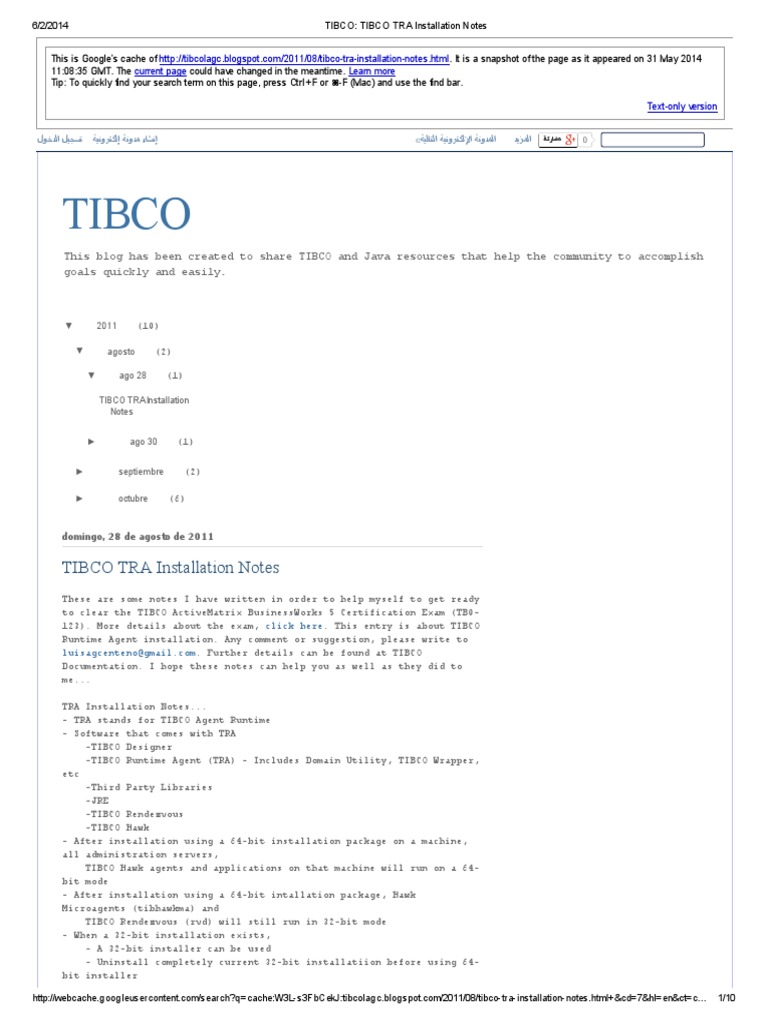 TIBCO TRA Installation Guidelines | PDF | Installation (Computer ...
