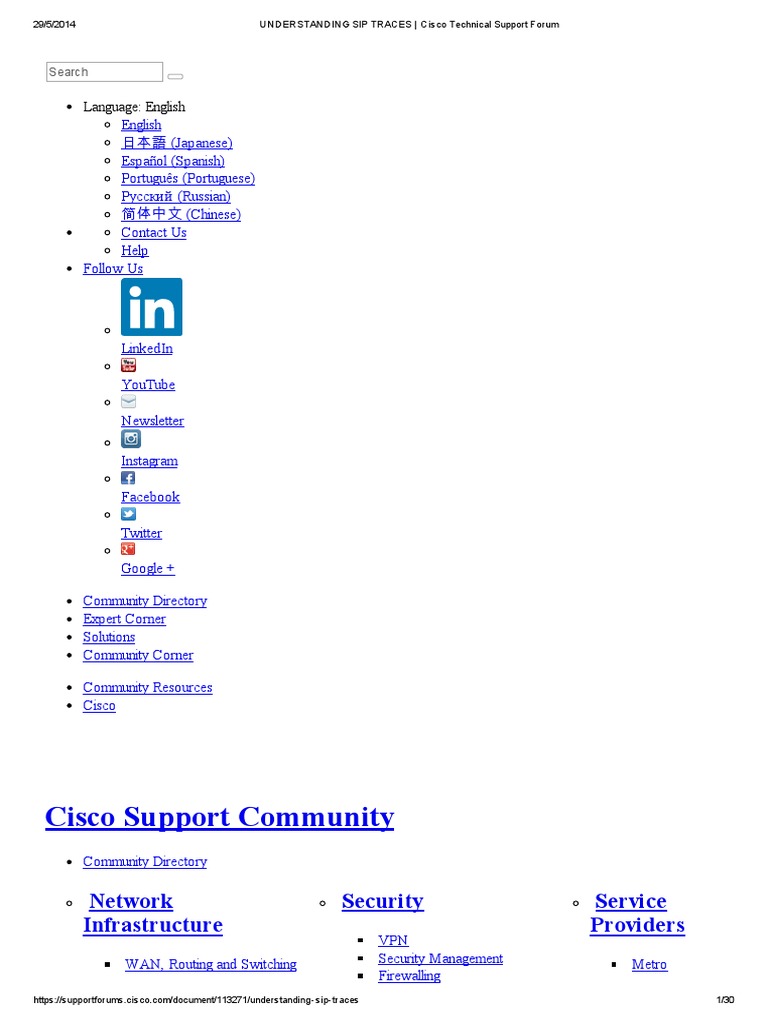 Understanding Sip Traces - Cisco Technical Support Forum | PDF ...