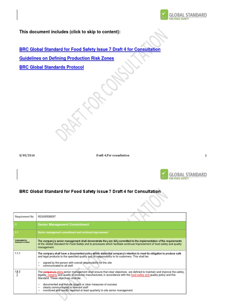 BRC Global Standard | PDF | Food Safety | Safety