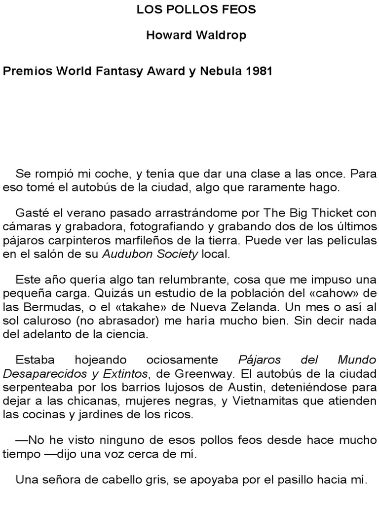 Waldrop Howard - Los Pollos Feos | PDF | Naturaleza