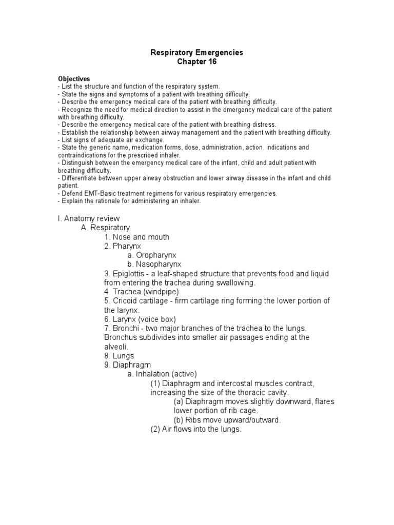 Respiratory Emergencies | PDF | Respiratory System | Respiratory Tract