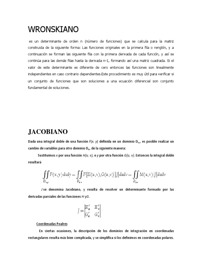 JACOBIANO | PDF | Sistema coordinado | Sistema de coordenadas Cartesianas