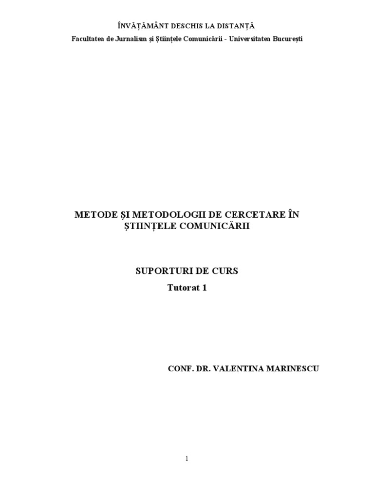 Metode Si Tehnici Cercetare T1 T2 | PDF