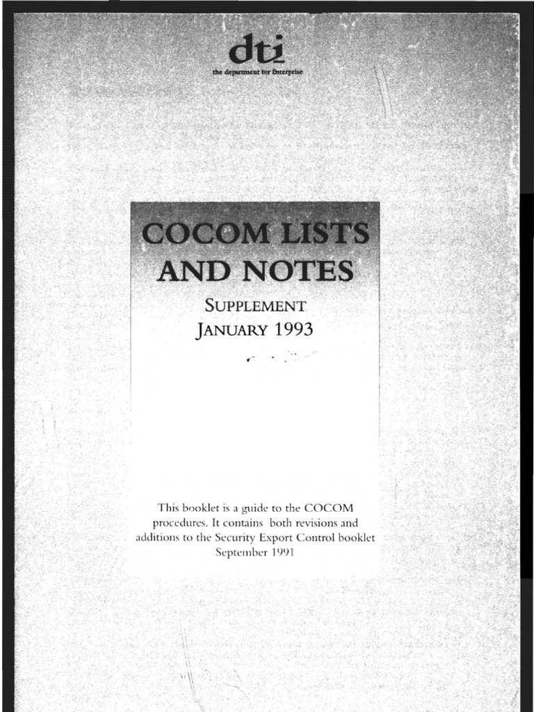 CoCom Lists Supplement - 1993 | PDF | Numerical Control | Nuclear ...