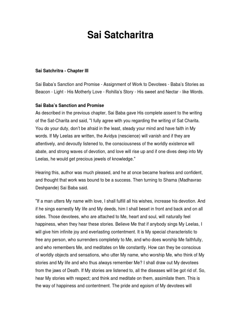 Sai Satcharitra: Sai Satchritra - Chapter III | PDF | Meditation ...
