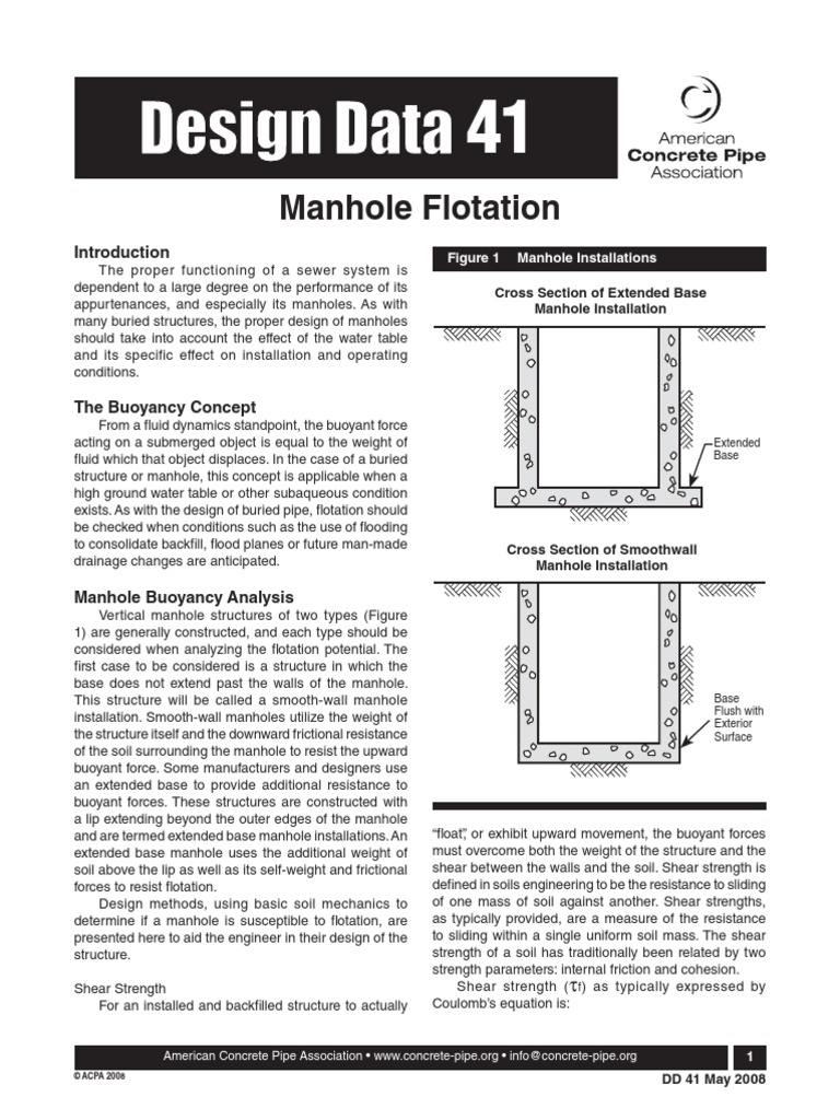 2008 05 DD 41 Manhole Flotation | PDF | Pressure | Friction