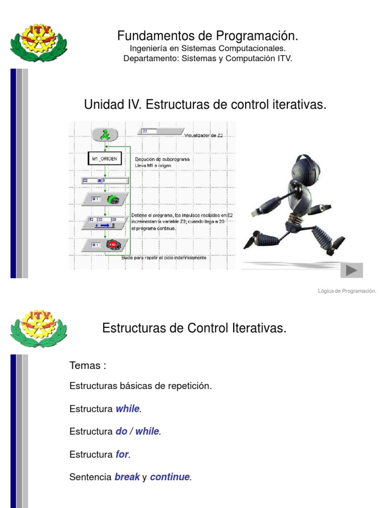 Unidad IV Estructuras de Control Iterativas | PDF | Programa de computadora | Programación