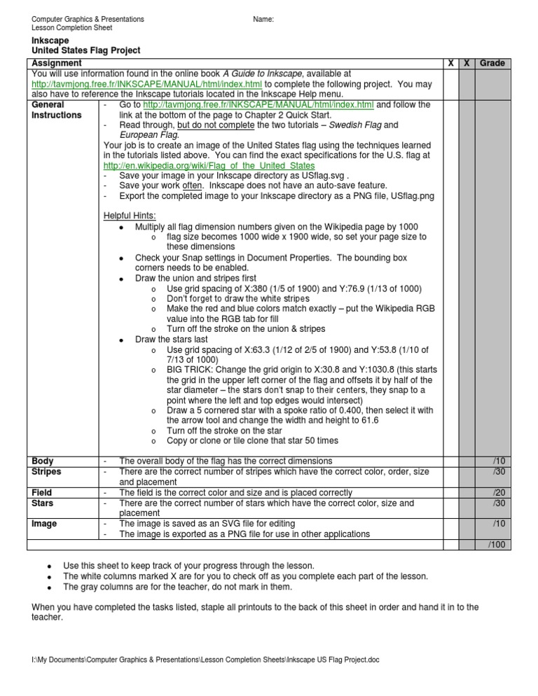 Inkscape US Flag Project | PDF | Graphics | Graphic Design
