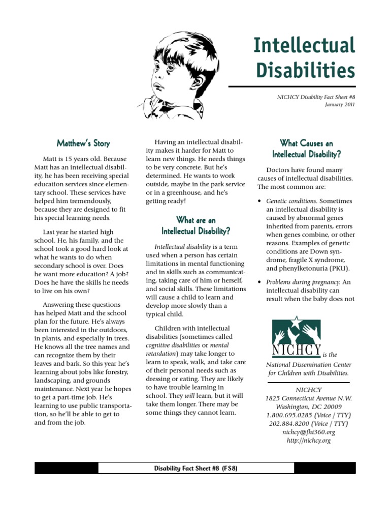 Intellectual Disabilities: NICHCY Disability Fact Sheet #8 January 2011 ...