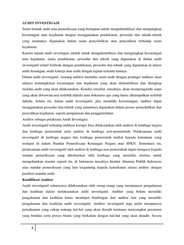 Audit Investigasi | PDF
