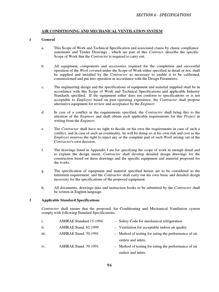 Air Conditioning System Specification | PDF | Duct (Flow) | Electrical ...