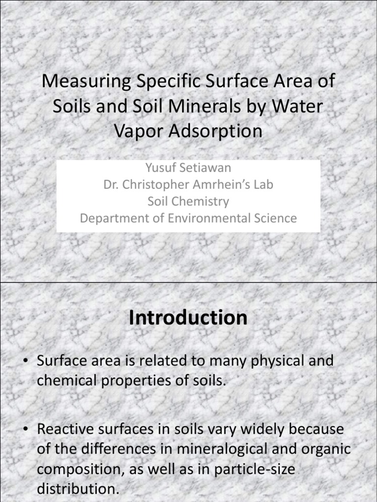 Specific Surface Area of Soil | Adsorption | Soil