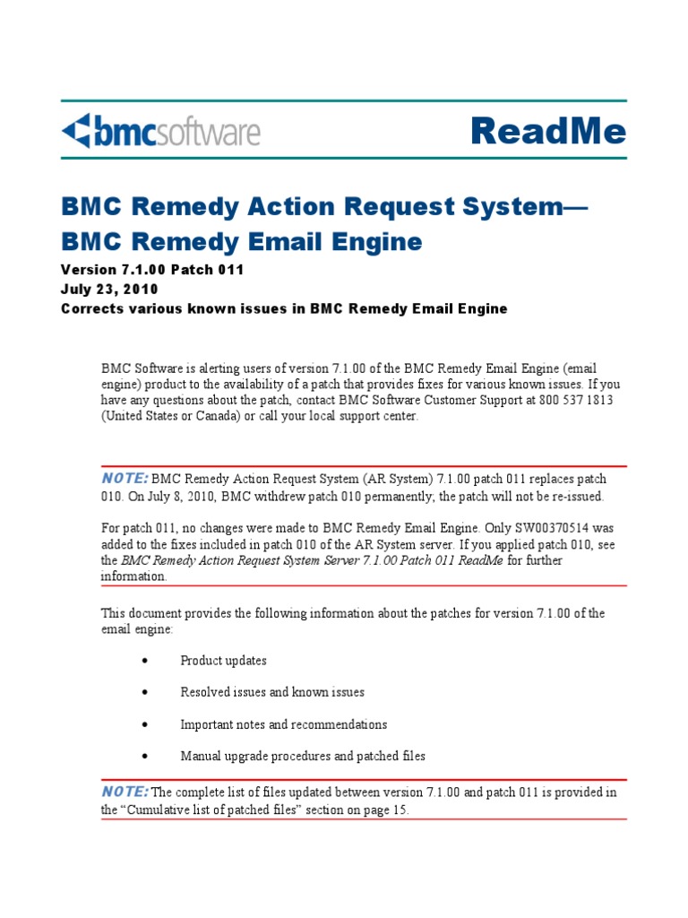 Readme: BMC Remedy Action Request System - BMC Remedy Email Engine ...