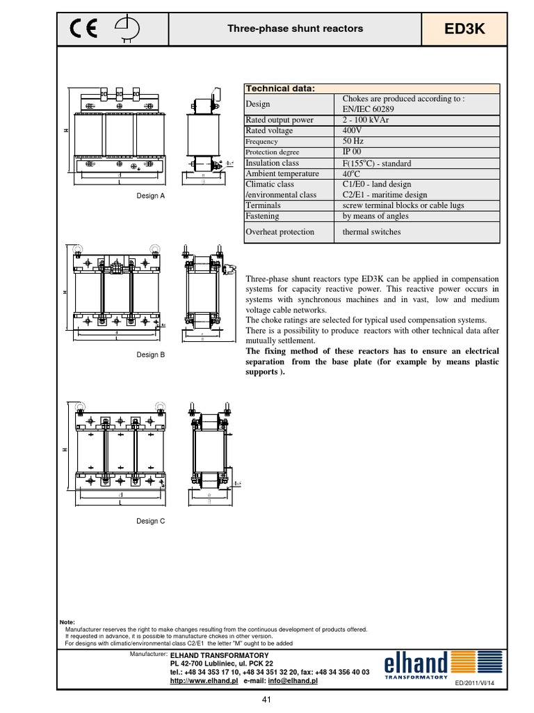 Three-Phase Shunt Reactors ED3K For Compensation of Reactive Capacitive | PDF | Nuclear Reactor ...