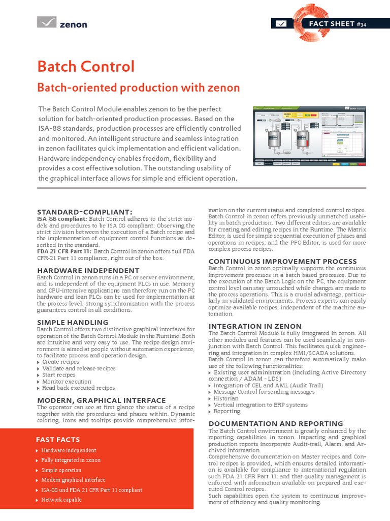 Zenon Batch Control | PDF | Programmable Logic Controller | Scada