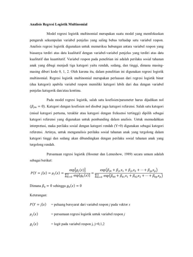 Analisis Regresi Logistik Multinomial | PDF