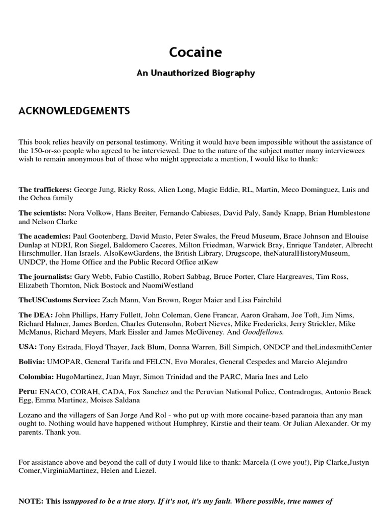 Cocaine - An Unauthorized Biography | PDF | Coca | Inca Empire