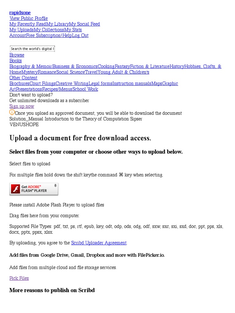 Upload A Document For Free Download Access Select Files From Your Computer Or Choose Other 