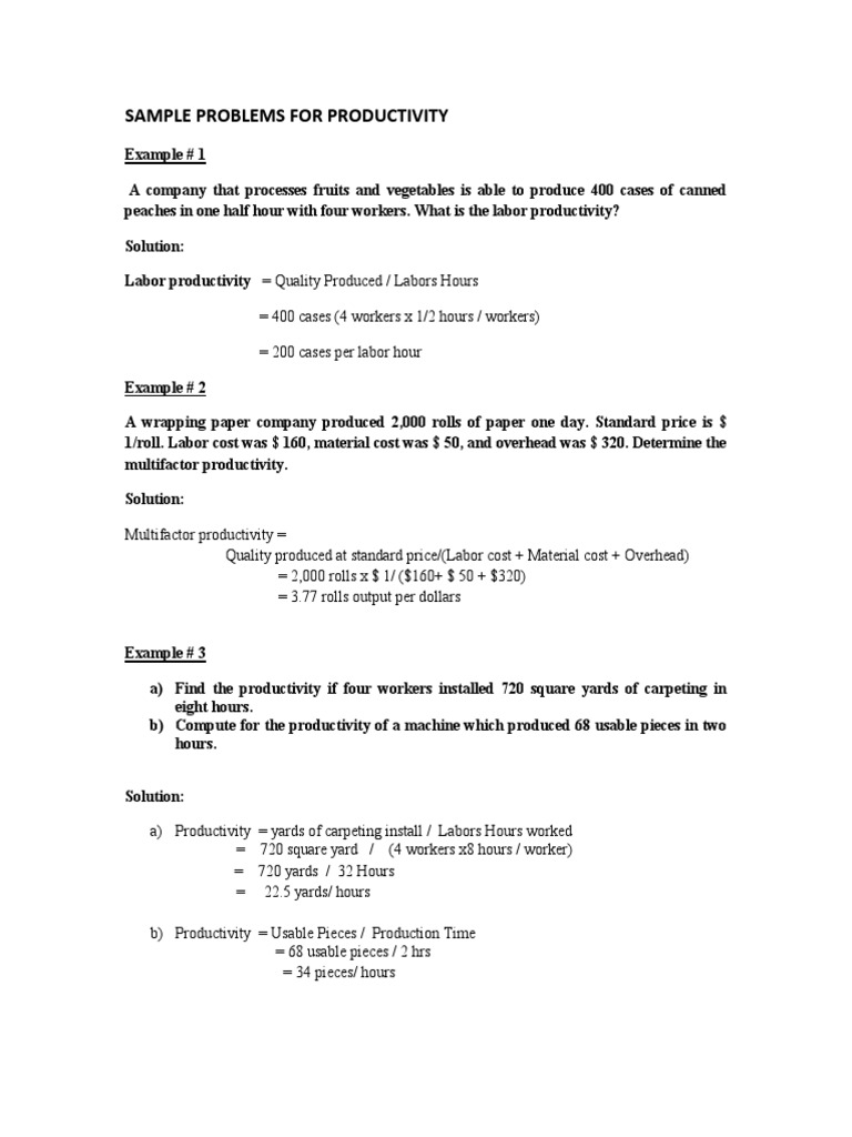 Productivity Problems | PDF | Labour Economics | Course Credit