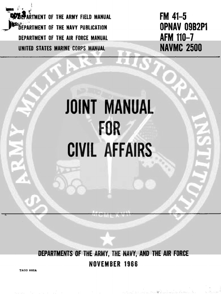 Joint Manual FOR Civil Affairs: Opnav | PDF | Staff (Military) | Joint ...