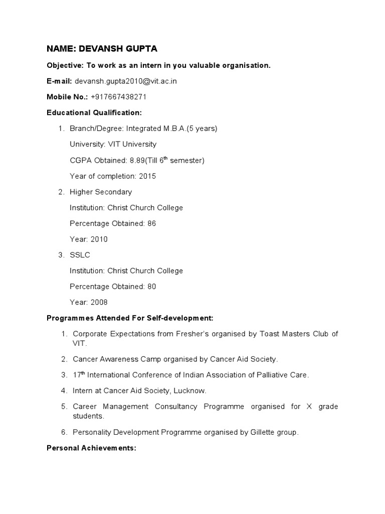 Devansh Gupta Resume | PDF