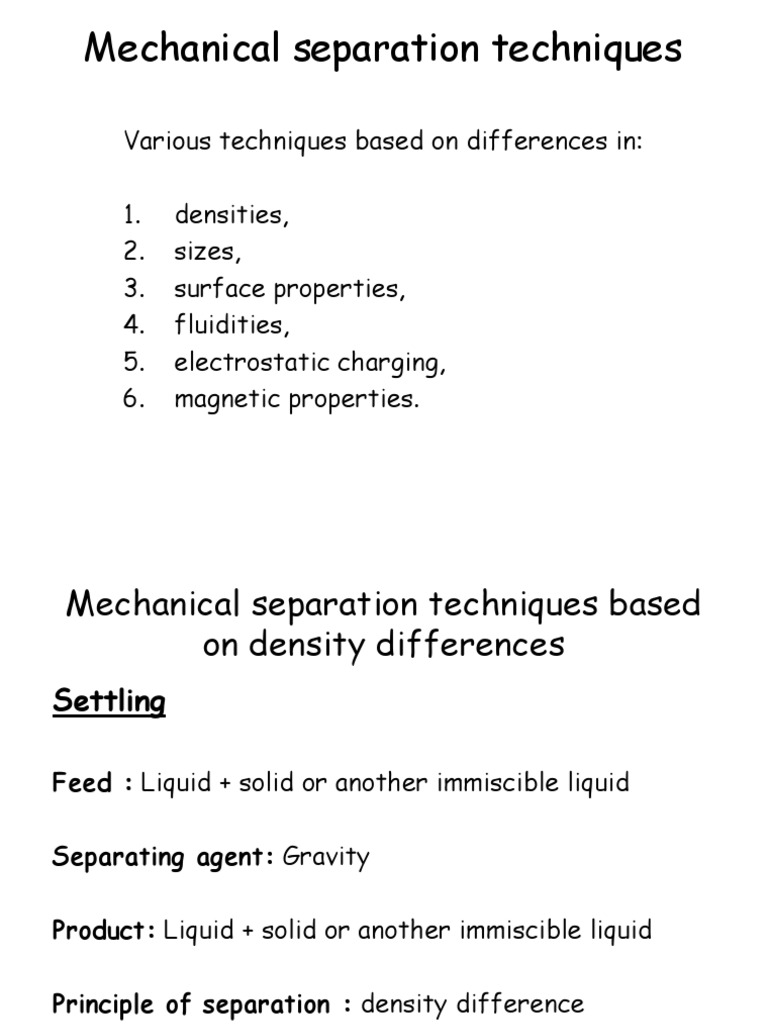 Mechanical Separation Techiques | PDF | Filtration | Solid