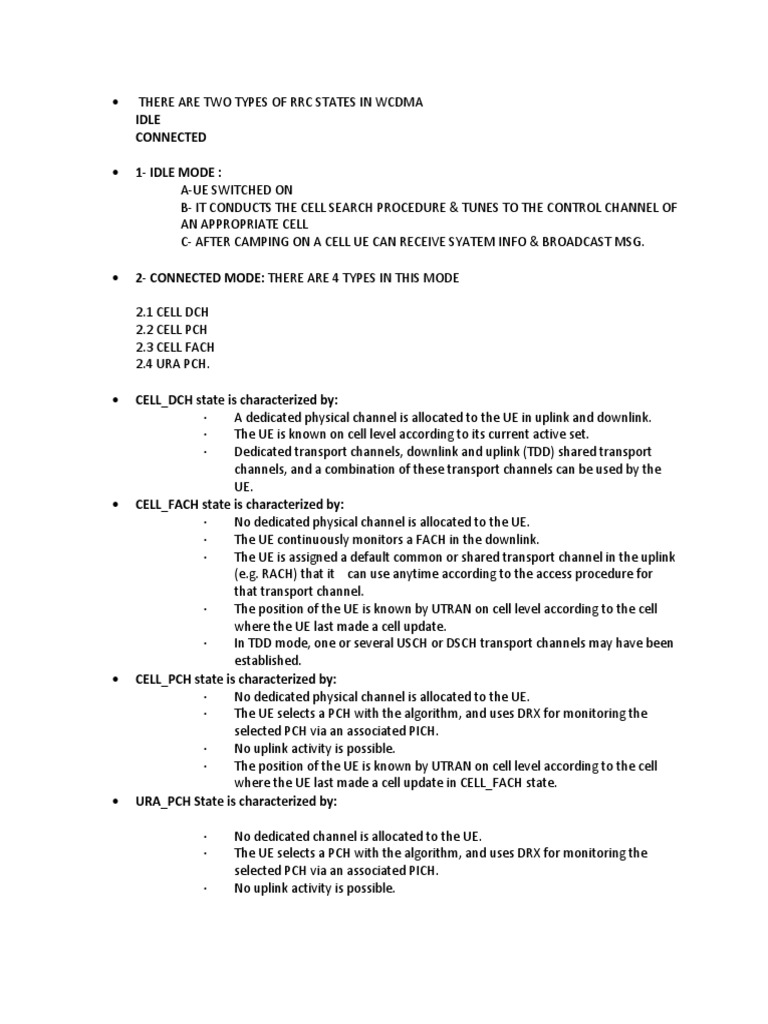 RRC States | PDF | Duplex (Telecommunications) | Telecommunications ...