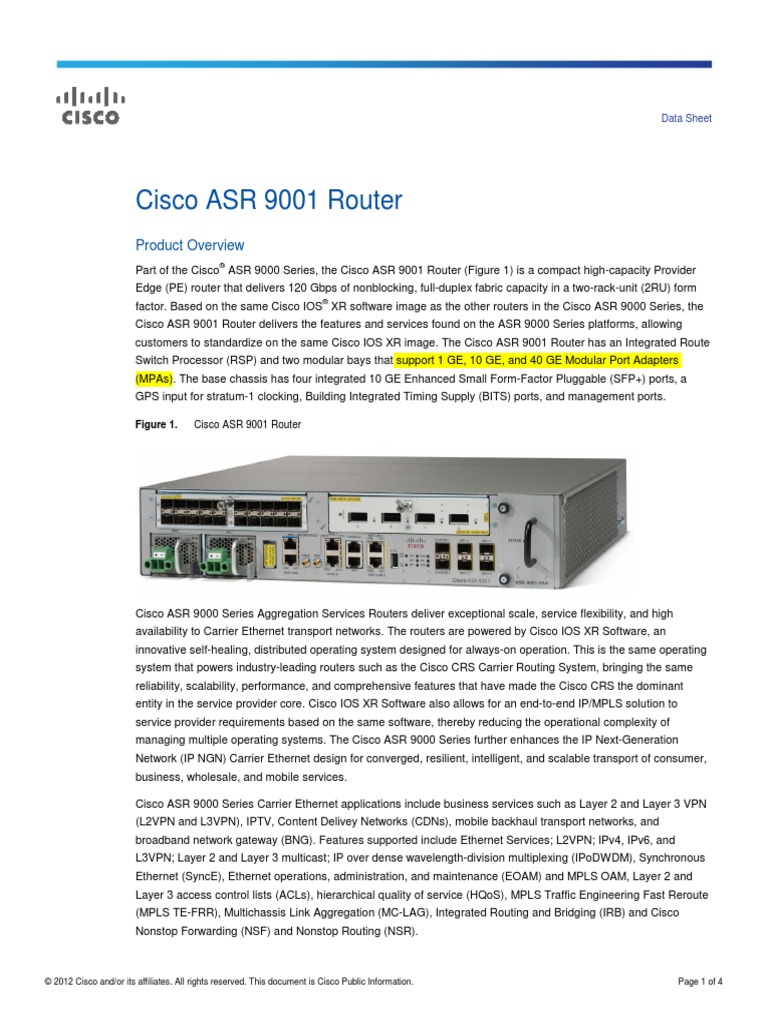 [5] Cisco Asr 9001 Router Datasheet Multiprotocol Label Switching