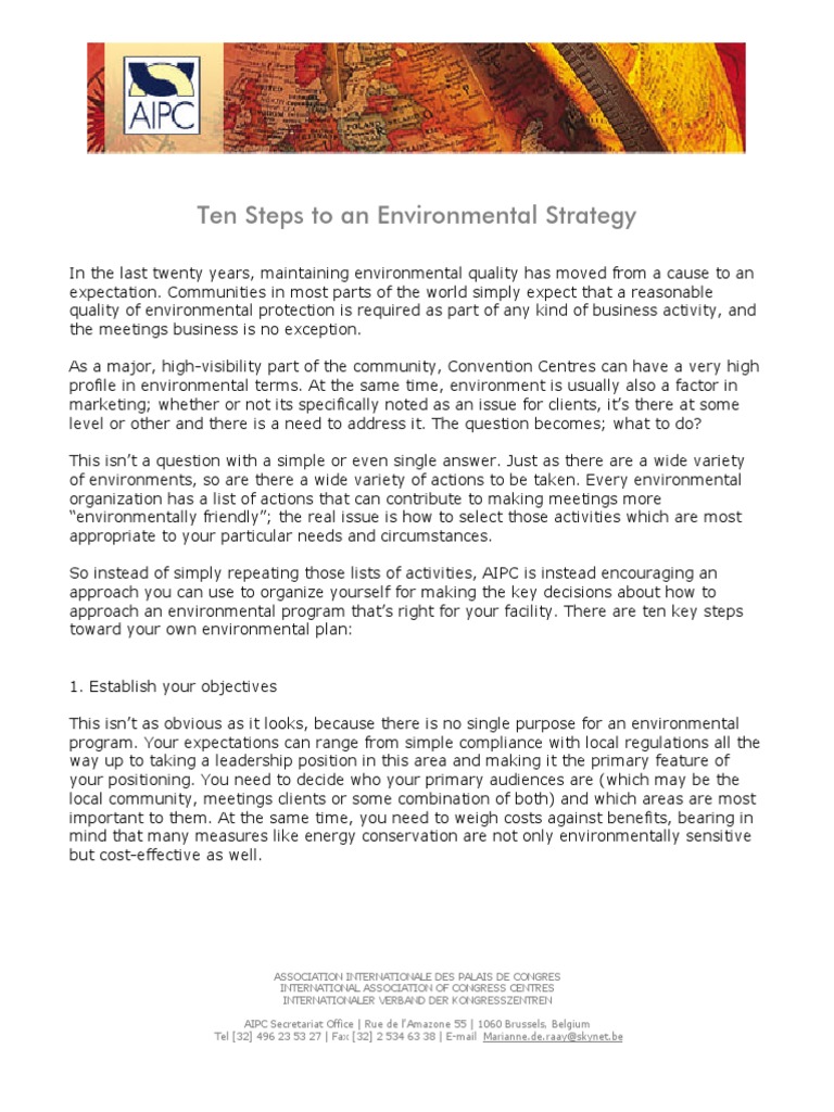 Ten Steps To An Environmental Strategy | PDF | Environmental Resource ...
