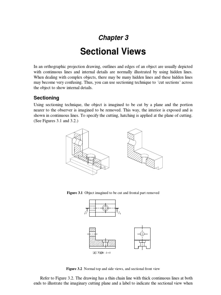 Understanding Sectional Views in Drawings | PDF | Teaching Methods ...
