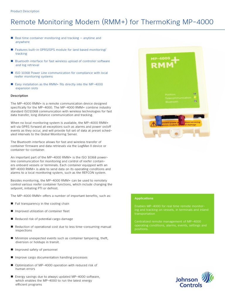 MP 4000 RMM+ Remote Monitoring | PDF | Wireless | Bluetooth