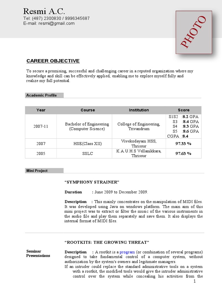 Resume Sample Pdf Computing Computing And Information Technology