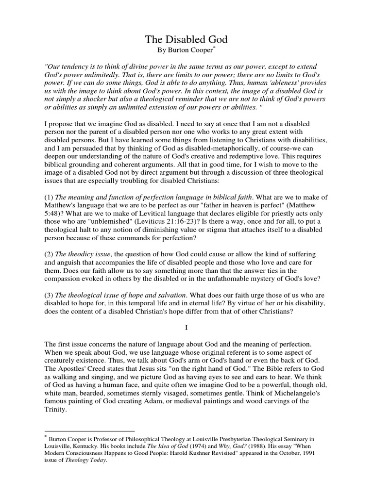 Burton Cooper-The Disabled God | PDF | Eternal Life (Christianity) | God