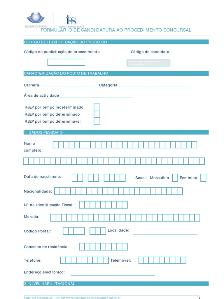 Formulario de Candidatura | PDF | Ensino médio | Mestrado