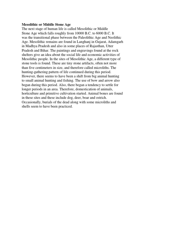 Mesolithic or Middle Stone Age | PDF | Social Science | History