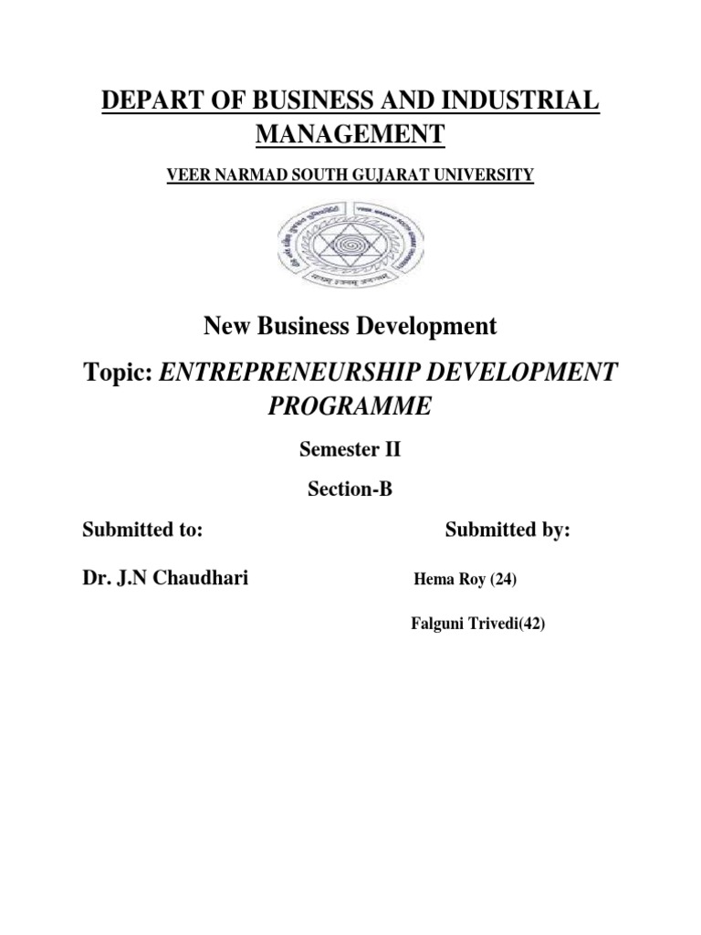 Entrepreneurial Development Programme | PDF | Factors Of Production ...